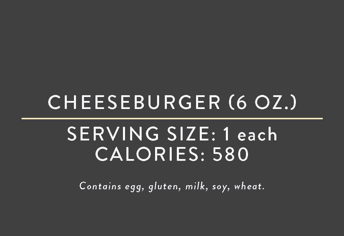 Cheeseburger 6 oz. (04/17/22 REV NUT) – Golden Corral FDA Buffet Labels