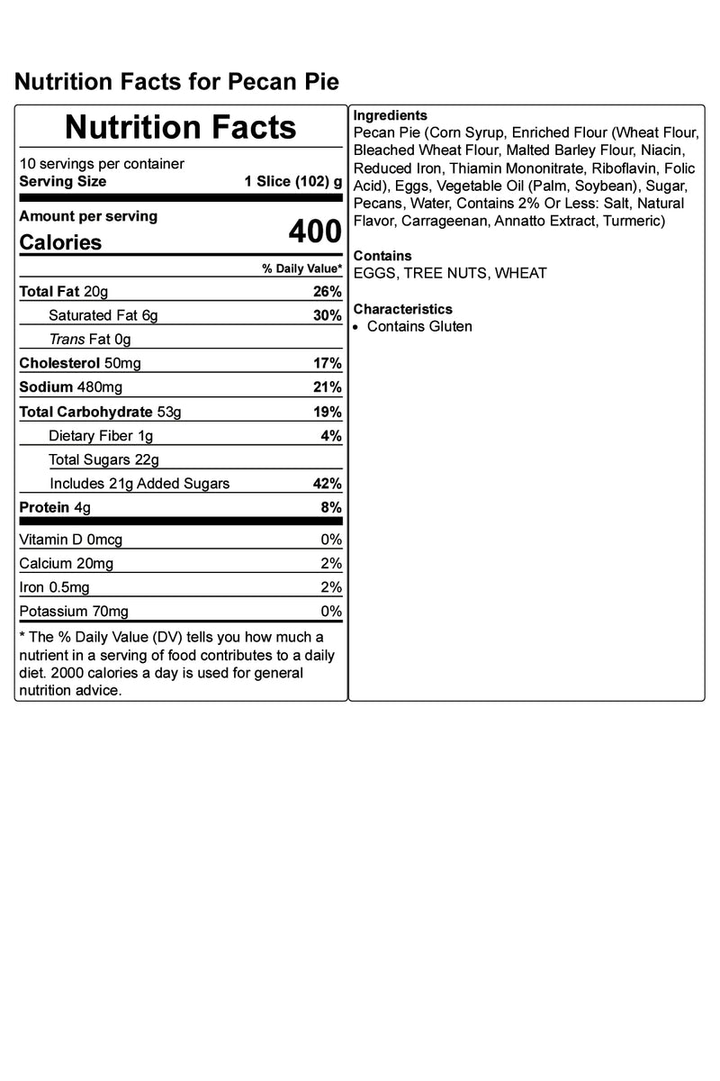 The Brass Bell Bakery - Pecan Pie Retail Labels – Golden Corral FDA ...